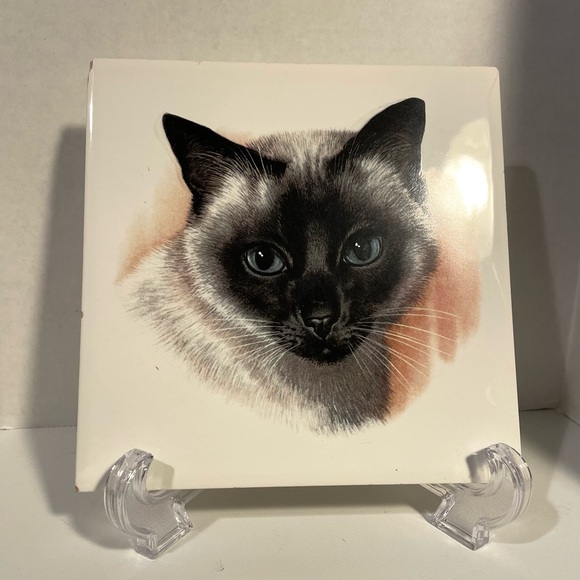 Richards Group | Cat | Vtg Richards Group Ceramic Tile Siamese Cat Made ...